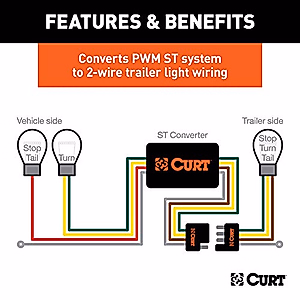CURT 59236 Weather-Resistant Multi-Function Splice-in Trailer Tail Light Converter Kit, 4-Pin Wiring Harness