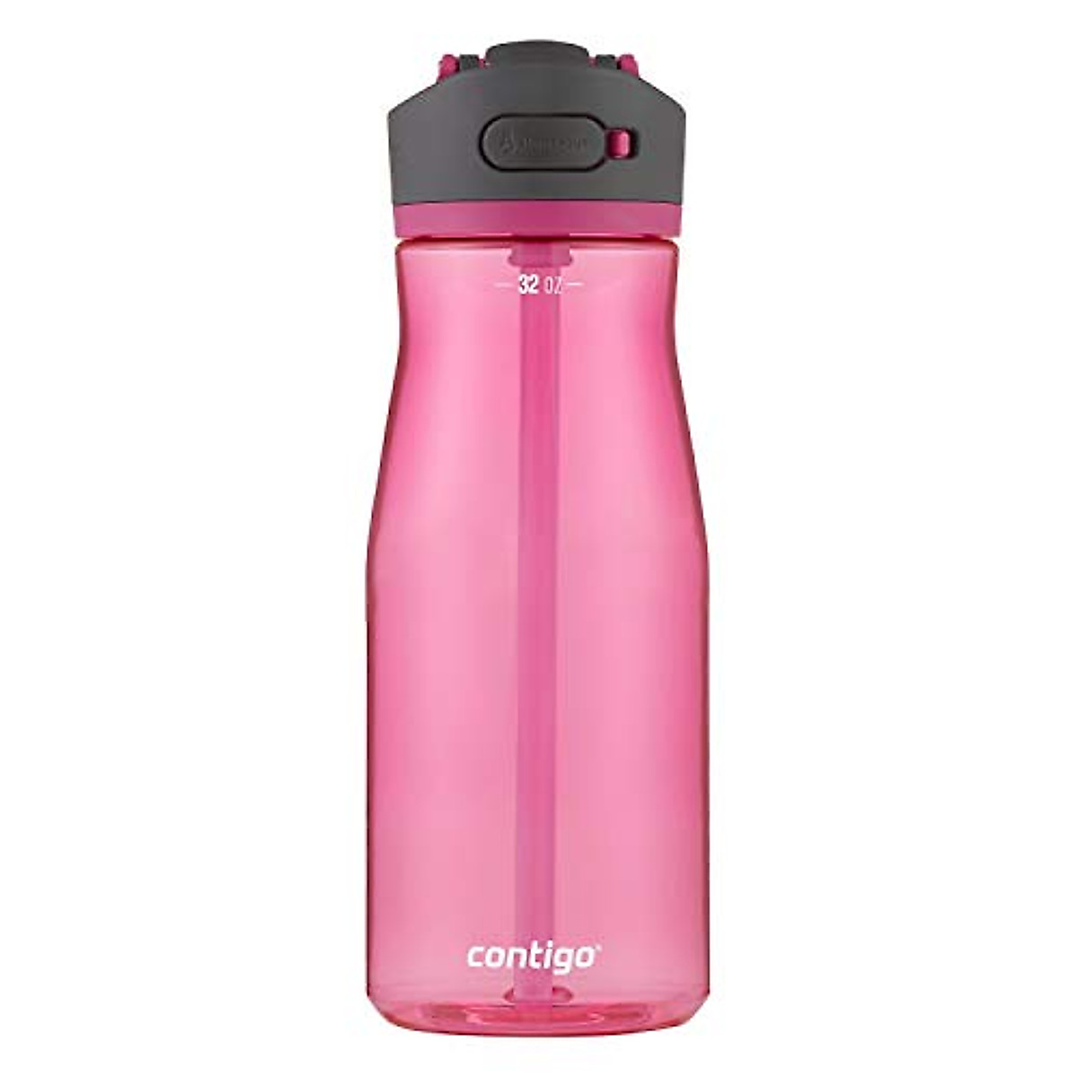 Contigo Ashland 2.0 Leak-Proof Water Bottle with Lid Lock and Angled Straw, Dishwasher Safe Water Bottle with Interchangeable Lid, 32oz Dragon Fruit