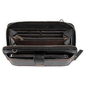 Pearl Angeli Small Crossbody Phone Bag RFID Cell Phone Purse Wristlet Credit Card Wallet Shoulder Bag Travel Black