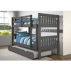 DONCO Twin/Twin Dark Grey Mission Bunk Bed with Twin Trundle