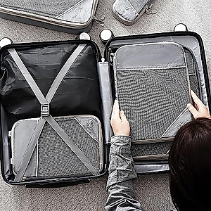 Compression Packing Cubes for Suitcases, VIKASI 6 Set of Travel Luggage Packing Organizers, Suitcase Organizer Bags Set for Expandable Packing Organizers Travel Accessories (Gray)