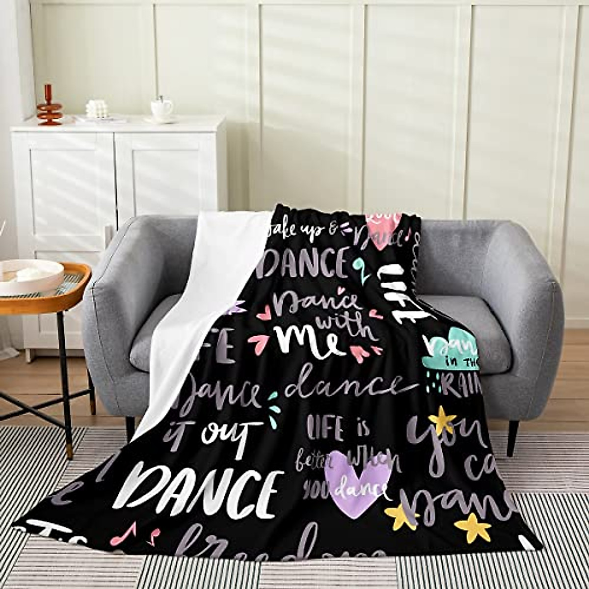 Hippie Graffiti Fleece Throw Blanket,Dance Life All Season Bed Blanket Hip Hop Street Culture Flannel Fuzzy Blanket for Bed Sofa Couch,Bedroom Decor Plush Blanket Baby 40&quot;x50&quot;