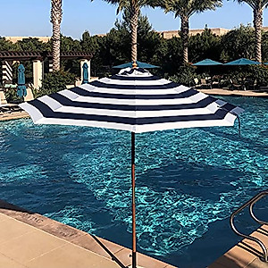 Formosa Covers 9ft Market Patio Umbrella Canopy - 8 Ribs Canopy Replacement in Navy Blue Cabana Stripe Suitable for (52-54 inch Rib Length) - 300D UV Protective and Water-resistant Patio Umbrella Top - Table Umbrella Replacement Canopy Cover