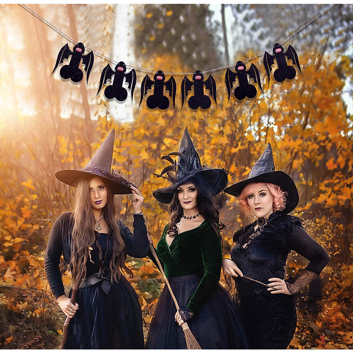 VAVAYAO Halloween Bachelorette Party Vampire Banners,Halloween Themed, Witch Banner Decorations, Enchanting Brides Halloween Bachelorette Party Vampire Banners, Vampires with Wings and Fangs.