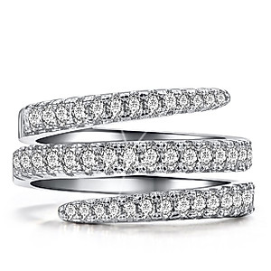 Twisted Flexible Zirconias Band Ring,S925 Sterling Silver Spring Swirl Spiral Infinity Cubic Zirconia Band Ring,Twist Eternity Wedding Engagement CZ Gem Crystal Band Ring Jewelry for Women (Ring_A, 9)