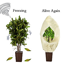 gardtree Winter Plant Frost Protection Covers 31" x 47" 2 Packs, Thicker 2.4oz/yd² Garden Cold Weather Tree Covers Freeze Protection Wrap with Zipper Drawstring for Shrub Fruit Tree, Potted Plants
