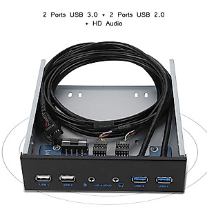 5.25 Inch Front Panel USB Hub with 2 x USB 3.0 Ports & 2 x USB 2.0 Ports & 1 x HD Audio Port 19 Pin Extension Front Panel Card Reader Support WinXP/2003/VISTA/2008/Windows 7/WIN8