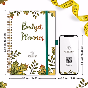 SARHAMS Budget Planner 5.8 x 8.1 Inches with 2 Pockets – Portable Undated Budget Book with Bill and Expense Tracker – 12 Month Planner to Track 2023 2024, Organize and Plan Your Finances