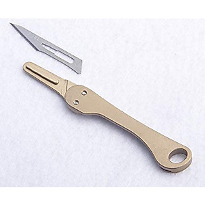 ILEAF Brass Daily Mini Pocket Folding Utility Knife with Key Ring and 10 Replaceable Quick Change Blades, Ultra Compact and Lightweight