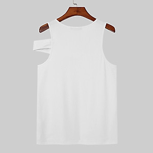 Men's Hot Sexy Crewneck Tank Top Gay Male Solid Sleeveless Muscle Shirts White M