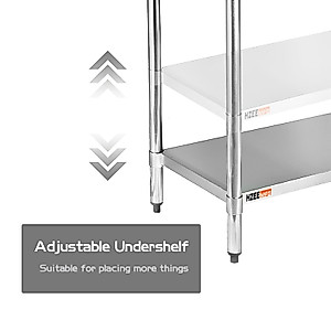 HZEEMFG Stainless Steel Work Table for Prep & Work 24 x 30 Inches, Metal Heavy Duty Commercial Worktable with Undershelf for Restaurant, Home, Hotel, Laundry and Garage
