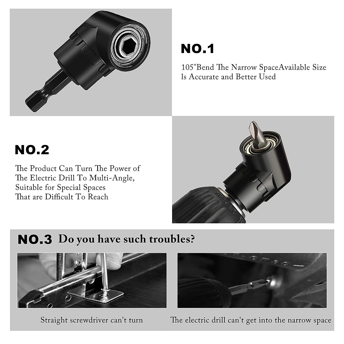 22Pcs Screwdriver Bit Set, D1 Magnetic Anti-Slip High Hardness Impact Resistance Bits 11Pcs +Right Angle Drill Attachment 105° 1Pcs +Short Screwdriver Bits 10Pcs, Used for Electric Hand Tool