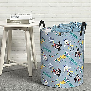Ybovejuk Cute Large Laundry Basket fit Cartoon Character H4 Durable Waterproof Portable with Handle for Bedroom Room collapsible baskets Round Dirty Storage Clothes Circular hampers - M Black 4