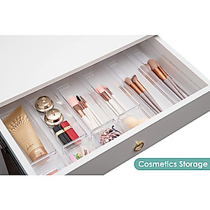 Backerysupply Clear Plastic Drawer Organizer Tray for Vanity Cabinet (Set of 10),Storage Tray for Makeup, Kitchen Utensils, Jewelries, and Gadgets
