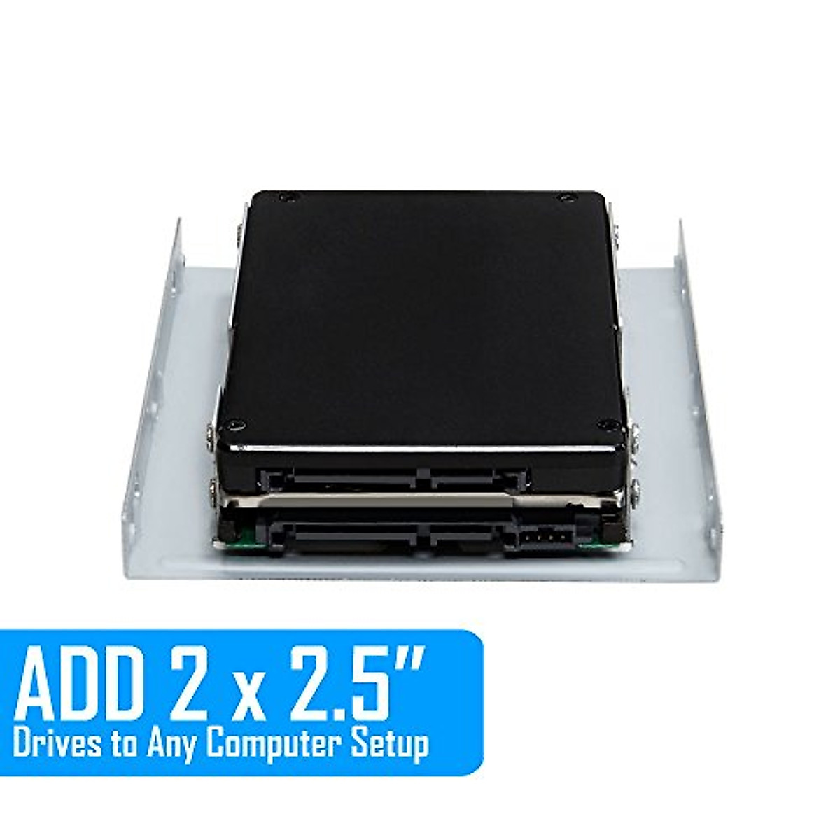 Kingwin SSD Hard Drive Mounting Kit Internal, Convert Any 2 x 2.5” Solid State Drive/HDD Into a 3.5 Inch Drive Bay. Mounting Screws Included, Quick and Easy Installation [HDM-225]