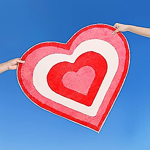 Snack Break | Cute Red Heart Rug for Bathroom, Bedroom and Living Room | Non-Slip Backing | Ultra Soft Machine Washable Microfiber