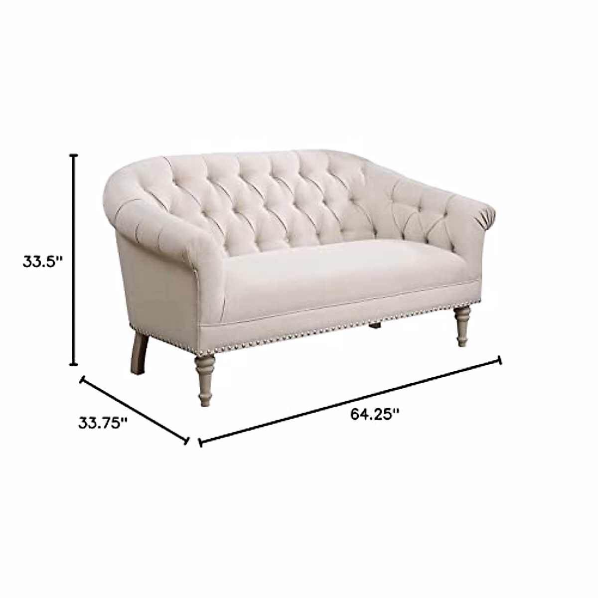 Coaster Furniture Loveseat Settee Natural Fabric Weathered Grey Chrome 902498