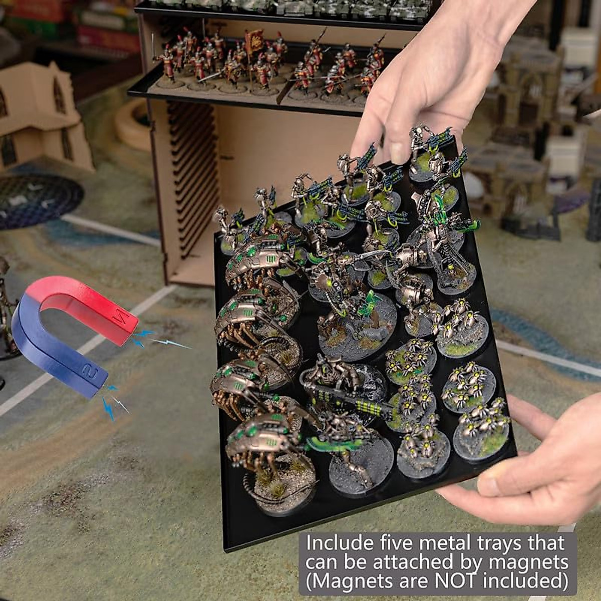 Miniature Carrying Case, Miniature Storage Case, Miniature Transport Case with Transparent Acrylic Panel Compatible with WH 40k, AoS, DND and More