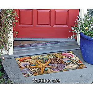 Toland Home Garden 800033 Shells of The Sea Summer Door Mat 18x30 Inch Beach Outdoor Doormat for Entryway Indoor Entrance