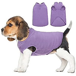 FUAMEY Dog Fleece Vest,Warm Sweatshirt Puppy Stretchy Sweater Pullover Dog Turtleneck Coat Dog Winter Jacket with Leash Hole,Doggie Dachshund Sweaters Yorkie Clothes for Small Medium Dogs
