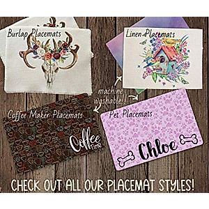 Customized Monogrammed Burlap Placemats - set of TWO 14" x 18" Farmhouse Kitchen Jute Place Mats - Made in the USA (H monogram)