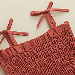 Toddler Baby Girl Strap Dress Outfits Sleeveless Elastic Waist Tutu One Piece Dresses Outifts Clothes(Solid Orange,6-7 Years)