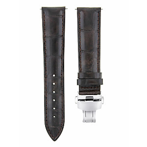 Ewatchparts 18MM LEATHER STRAP BAND COMPATIBLE WITH IWC AQUATIMER BIG PILOT PORTUGUES CLASP DARK BROWN