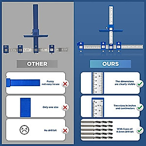 Holimax Cabinet Hardware Jig, Cabinet Handle Jig, Cabinet Hardware Template Tool, Punch Locator Drill Guide for Handle Knob Pull Installation of Door and Drawer woodworking tools