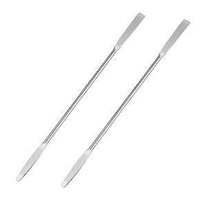 2PCS Stainless Steel Lab Laboratory Mini Double-Ended Spatula Micro Square/Round End Spatula, 6.2"