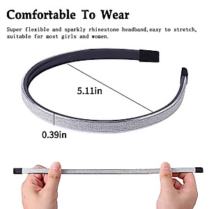 Rhinestone Headband for Women Girls 7Pcs Bling Sparkly Crystal Diamond Headband Toddler Kids Thin Plastic Hair Band Glitter Hair Accessories