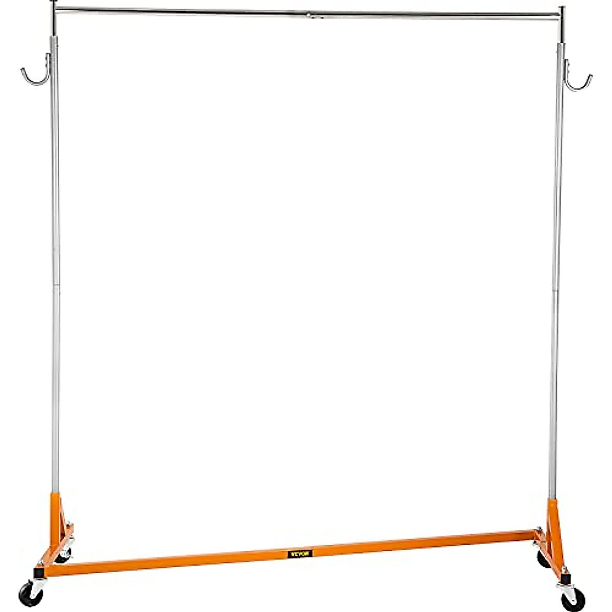 VEVOR Z Rack, 300 lbs Industrial Grade Z Base Garment Rack, 24" x 63" x 71" Height Adjustable Clothes Rack, Sturdy Steel Heavy Duty Clothing Rack w/ Lockable Casters for Home Garment Store Orange