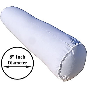 Pillowflex Bolster Pillow - 8" x 24" - Plush Polyester-Filled Insert for Decorative Shams - Comes in a Poly-Cotton Shell - Odorless, Lint, and Dust-Free, No Lumps Stuffing for Pillows (White, Round)