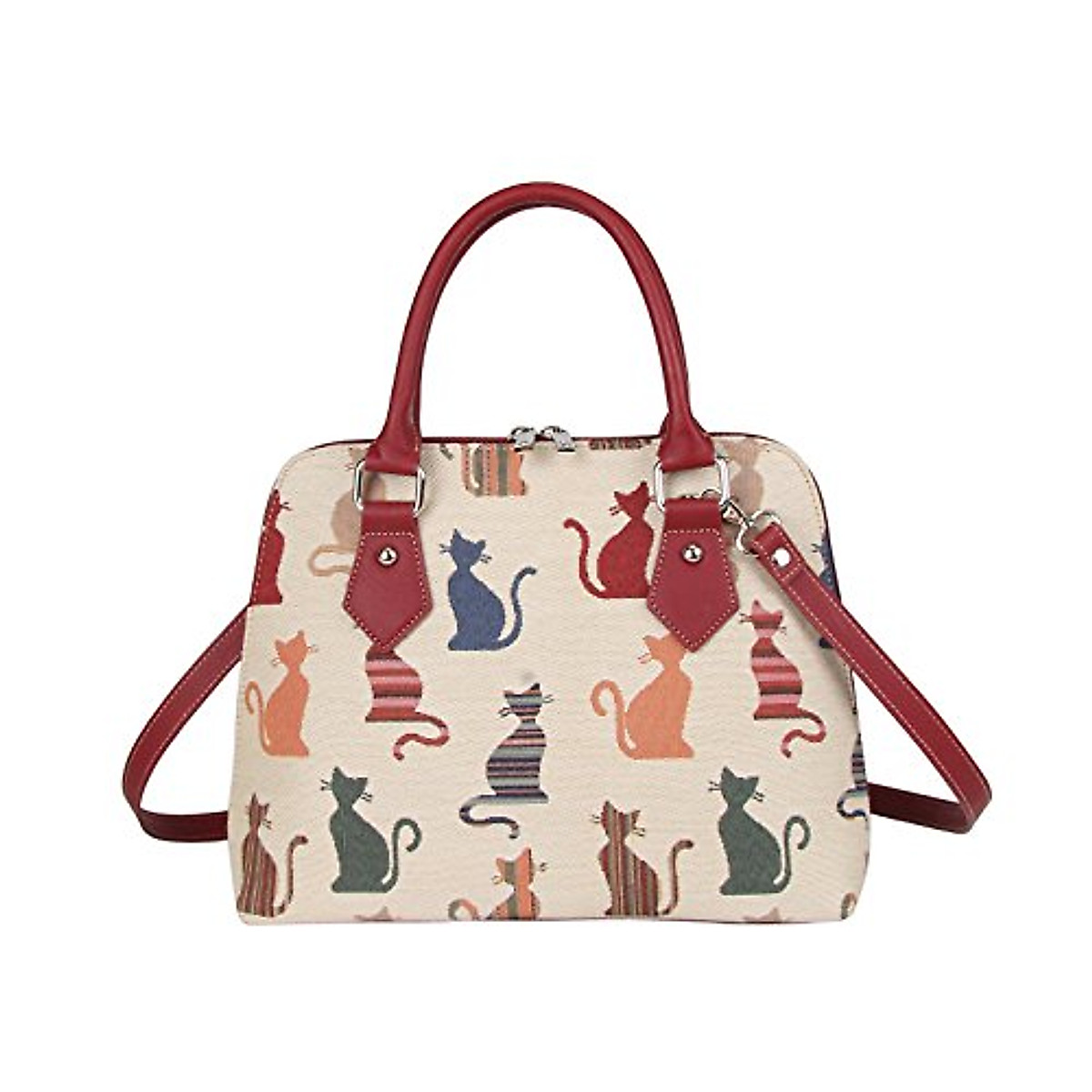 Signare Tapestry Hand & Shoulder Bag for Women |Fashionable Cross Body bag Purses for Woman |Satchel Bag for Women Girls Teen Cat Design | CONV-CHEKY