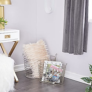 CosmoLiving by Cosmopolitan Contemporary Metal Round Storage Basket, Set of 2 14", 12"H, Silver