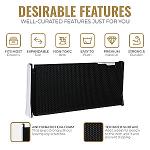 RAPTUROUS Deep Drawer Dividers 3 Pack, 6 Inch Tall, 13-22 Inch Long Expandable, Adjustable Drawer Organizer for Clothing, Dresser, Kitchen, Strong Hold, Soft Foam Edges, Black