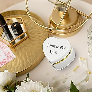 Personalized Jewelry Box - White Heart Trinket Box - Ceramic Jewelry Keepsake or Ring Organizer for Birthday or Wedding with Custom Name