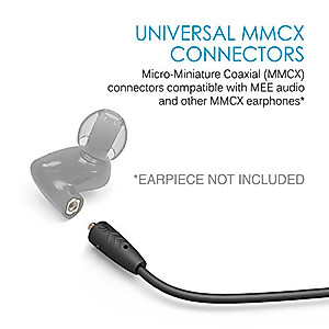 MEE audio BTX1 Bluetooth wireless universal MMCX adapter cable with Qualcomm aptX® technology, microphone, and remote (Black)