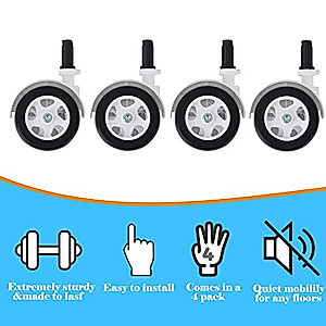 BAYWYI Baby Walker Wheels Replacement, Set of 4, Baby Walker Accessories, Plastic Rubber Wheels Casters, Universal Wheels (A-Black)