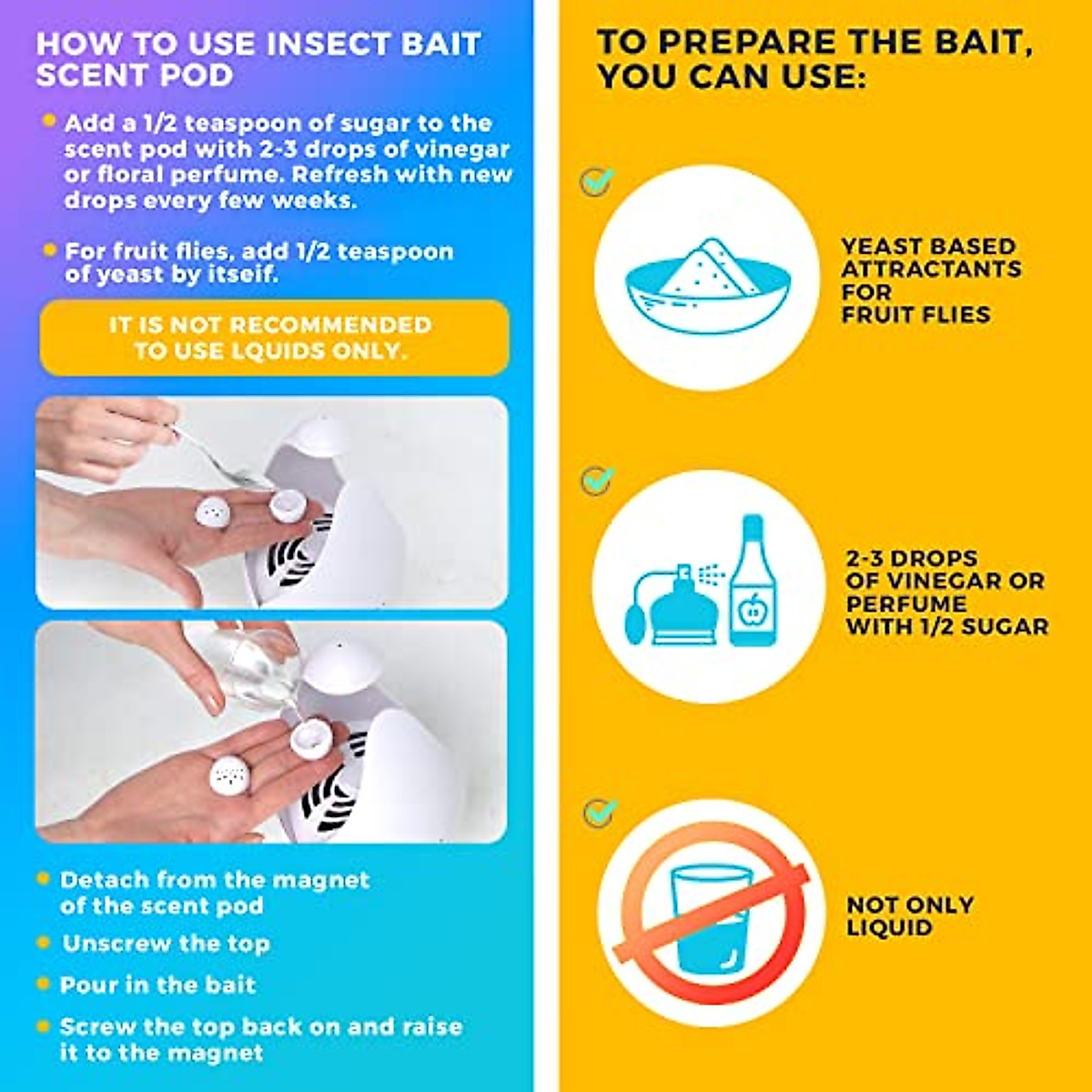 Automatic Indoor Insect Trap - Gnat Trap for House Indoors - Fruit Fly Traps for Indoors - Non-Zapper Mosquito Trap with Scent Pod for Bait and UV Light - Mosquito Killer with Sticky Boards