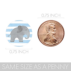 Blue Elephant Baby Shower Favor Stickers - 180 Labels