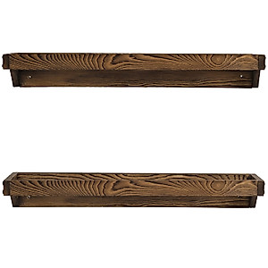 MyGift Set of 2 Solid Wooden Wall Mounted Shoe Rack Storage Organizer with Rustic Burnt Wood Finish, Hanging Footwear Holder for Closet, Mudroom, Entryway, Holds 4 Pairs