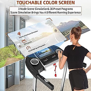 SYTIRY Treadmill with Large 10" Touchscreen, WiFi Connection, YouTube, Facebook,3.25hp Folding Treadmill, Cardio Fitness Exercise Machine for Walking, Jogging, Running TR0608012