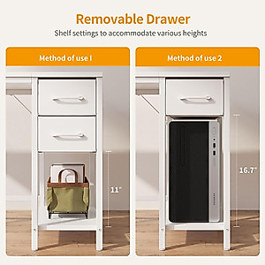 CubiCubi Computer Desk with 2 Drawers, 40 Inch Small Home Office Desk Study Writing Table, White