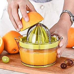 Drizom Citrus Lemon Orange Juicer Manual Hand Squeezer with Built-in Measuring Cup and Grater, 12OZ, Green
