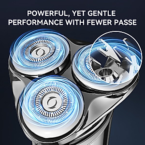 Electric Razor for Men, kensen Rechargeable Men's Rotary Shaver Cordless, Waterproof, Wet & Dry, 3D Magnetic Floating Head, LED Display – The Ultimate Electric Razor for Men's Shaving