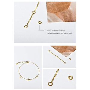 14K Yellow Gold 3 Inch Necklace Extender Safety Chain, Durable Removable Extenders With 3 Small Circle Ring Jewelry for Gold Necklace Bracelet, Adjustable Chain Set