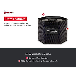 Hornady Reusable Canister Dehumidifier 750G, 95902 - Portable, Easy to Use Moisture Absorbers for Gun Safes & Cabinets - Prevent Moisture Damage for Gun Safe Accessories, Firearms in Your Gun Vault