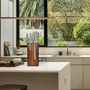 RICHFISH Magnetic Knife Block 360° Rotatable Knife Holder Magnetic Knife Strip Wooden Knife Block without Knives