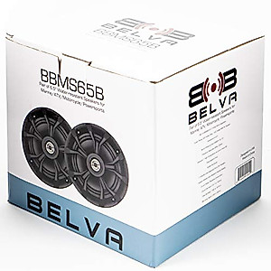BELVA BBMS65B Pair of 6.5” 2-Way 400 Watt Peak Black Marine Coaxial Speakers for Marine/UTV/ATV/Motorcycle/Powersports
