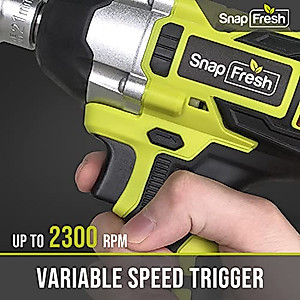 SnapFresh 20V 1/2" Brushless Impact Wrench Kit with 335ft-lbs Torque Max, 2300 RPM Variable Speed, 2.0Ah Li-ion Battery&1h Fast Charger, 4 Pcs Sockets